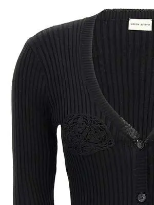 Magda Butrym Ribbed Cotton Cardigan With Macramé Detail