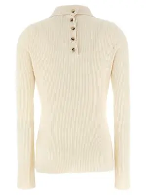 COURREGES Ribbed Cotton And Wool Blend Polo Shirt - White