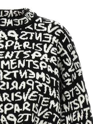 Vetements Paris Monogram Cropped Wool Knit Sweater