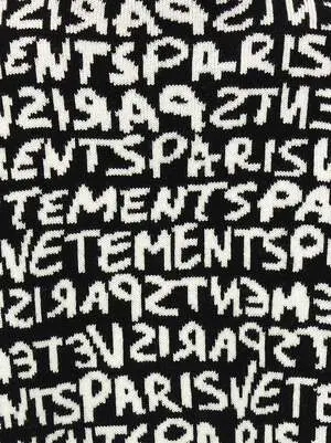 Vetements Paris Monogram Cropped Wool Knit Sweater