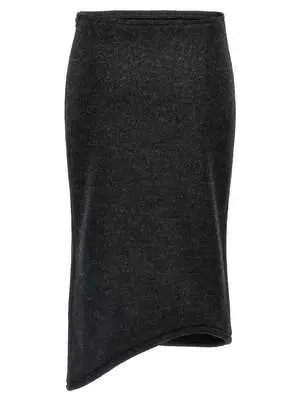 Victoria Beckham Padded Tube Detail Wool Skirt - Gray