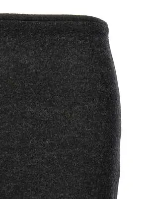 Victoria Beckham Padded Tube Detail Wool Skirt - Gray
