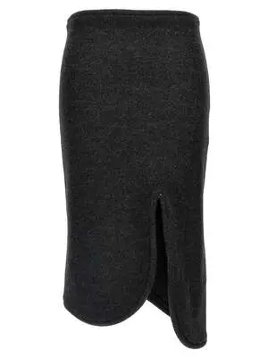 Victoria Beckham Padded Tube Detail Wool Skirt - Gray