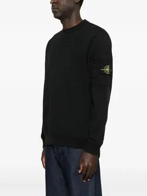 Stone Island Regular Fit Crewneck Midweight Sweatshirt With Pocket - Black