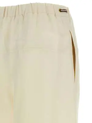 Max Mara Onore" Wide Leg Pants In Linen Silk Twill - White