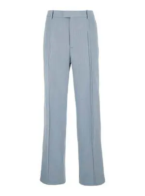 Bottega Veneta Light Blue Tailored Silk Blend Pants