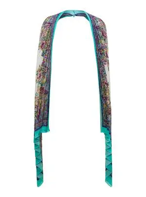 Etro Light Blue Pleated Shawls In Silk - Multicolor