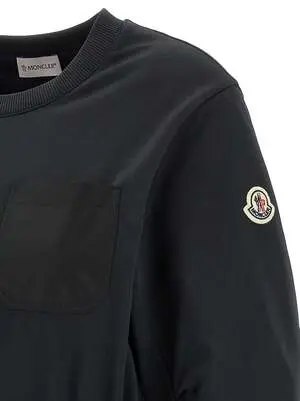 Moncler Two-material Dress With Drawstring Waist And Balloon Skirt