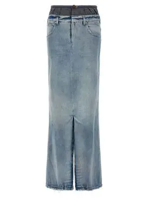 MAISON MARGIELA Slits Denim Maxi Skirt - Multicolor