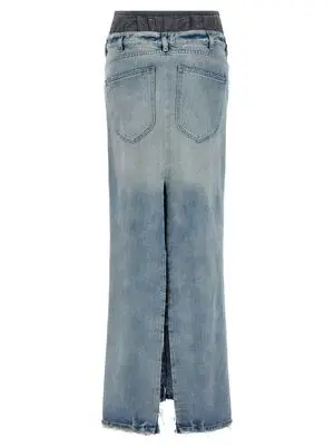 MAISON MARGIELA Slits Denim Maxi Skirt - Multicolor