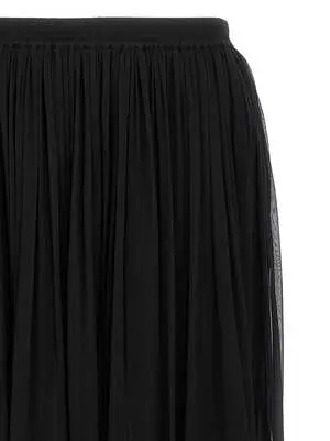 Saint Laurent Long Pleated Silk Skirt