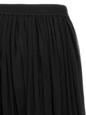 Saint Laurent Long Pleated Silk Skirt