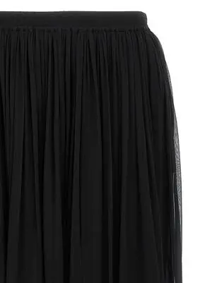 Saint Laurent Long Pleated Silk Skirt