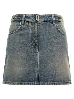Givenchy Denim Mini Skirt With Chain Detail - Blue