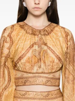 Zimmermann Paisley Print Balloon Sleeve Cropped Top - Multicolor