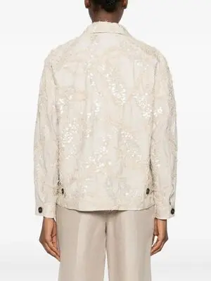 Brunello Cucinelli Techno Cotton Poplin Jacket With Seabed Embroidery - Multicolor