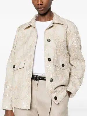 Brunello Cucinelli Techno Cotton Poplin Jacket With Seabed Embroidery - Multicolor