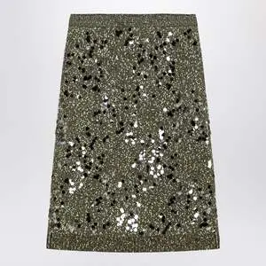 Gucci Sequined Viscose And Tweed Blend Skirt - Green