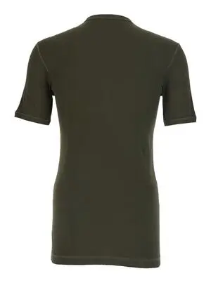 Dolce & Gabbana Serafino' Crew Neck T-shirt With Ribbed Knit In Cotton For - Multicolor