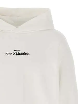 MAISON MARGIELA Logo Embroidered Cotton Hoodie - White