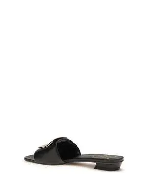 ROGER VIVIER Leather Slide Sandals With Viv' Choc Buckle - Black