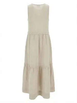 Peserico Linen Tiered Maxi Dress - Multicolor