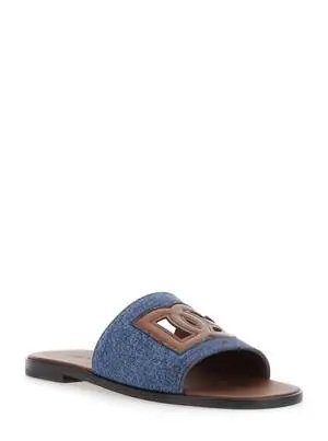 Dolce & Gabbana Leather And Denim Sandals - Multicolor