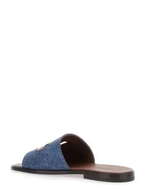 Dolce & Gabbana Leather And Denim Sandals - Multicolor
