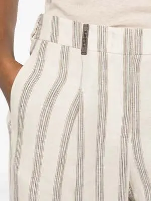 Peserico Linen Striped Tailored Pants - Multicolor