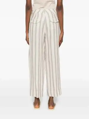 Peserico Linen Striped Tailored Pants - Multicolor