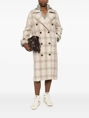 Loewe Wool And Cashmere Double-breasted Coat With Check Pattern