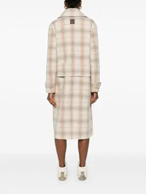 Loewe Wool And Cashmere Double-breasted Coat With Check Pattern