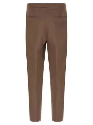 Brunello Cucinelli Linen And Cotton Blend Trousers - Brown