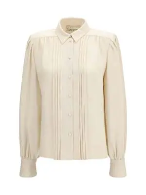 Valentino Garavani Cady Couture Shirt With Pleated Detailing And Padded Shoulders