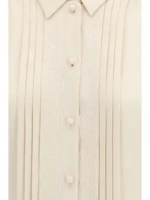 Valentino Garavani Cady Couture Shirt With Pleated Detailing And Padded Shoulders