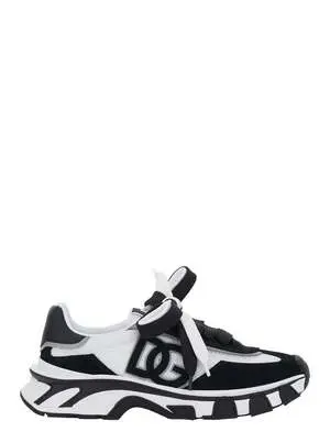 Dolce & Gabbana Dg Countryroad' Leather Sneakers With Contrasting Details - Black