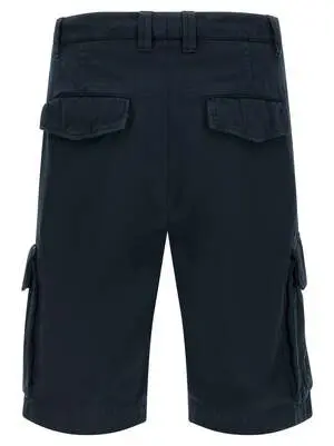 Brunello Cucinelli Garment-dyed Twisted Cotton Gabardine Cargo Bermuda Shorts - Blue