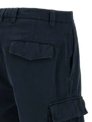 Brunello Cucinelli Garment-dyed Twisted Cotton Gabardine Cargo Bermuda Shorts - Blue