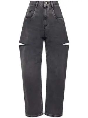 MAISON MARGIELA High-waisted Tapered Jeans With Cut-out Detail - Black