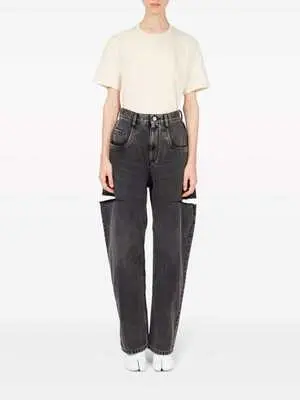 MAISON MARGIELA High-waisted Tapered Jeans With Cut-out Detail - Black