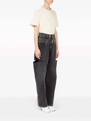 MAISON MARGIELA High-waisted Tapered Jeans With Cut-out Detail - Black