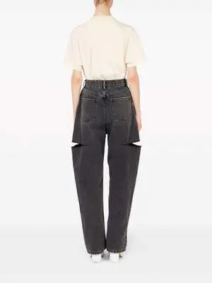 MAISON MARGIELA High-waisted Tapered Jeans With Cut-out Detail - Black