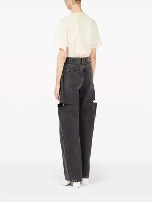 MAISON MARGIELA High-waisted Tapered Jeans With Cut-out Detail - Black