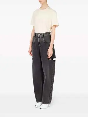 MAISON MARGIELA High-waisted Tapered Jeans With Cut-out Detail - Black