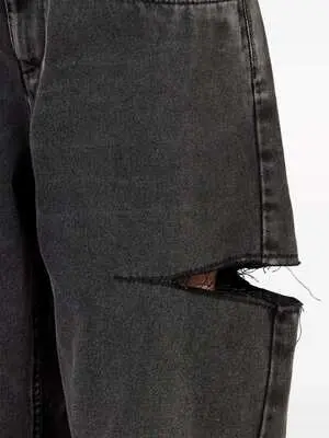 MAISON MARGIELA High-waisted Tapered Jeans With Cut-out Detail - Black