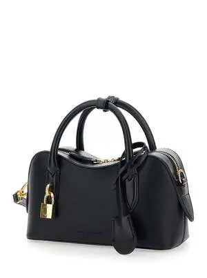 Stella McCartney Small Ryder Handbag With Logo Lock Detail And Two Top Handles In Black Eco-leather - Multicolor