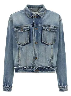 MAISON MARGIELA Denim Jacket With Contrast Stitching And Frayed Hems