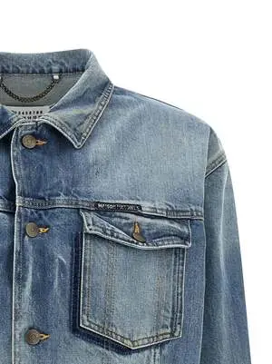 MAISON MARGIELA Denim Jacket With Contrast Stitching And Frayed Hems