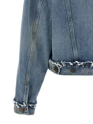 MAISON MARGIELA Denim Jacket With Contrast Stitching And Frayed Hems
