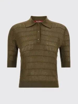 Max Mara Max Mara Studio Ribbed Knit Polo Shirt Green